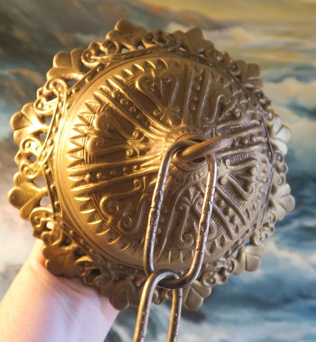 RESERVED*** Canopy part Vintage chandelier wrought iron cast filigree ...