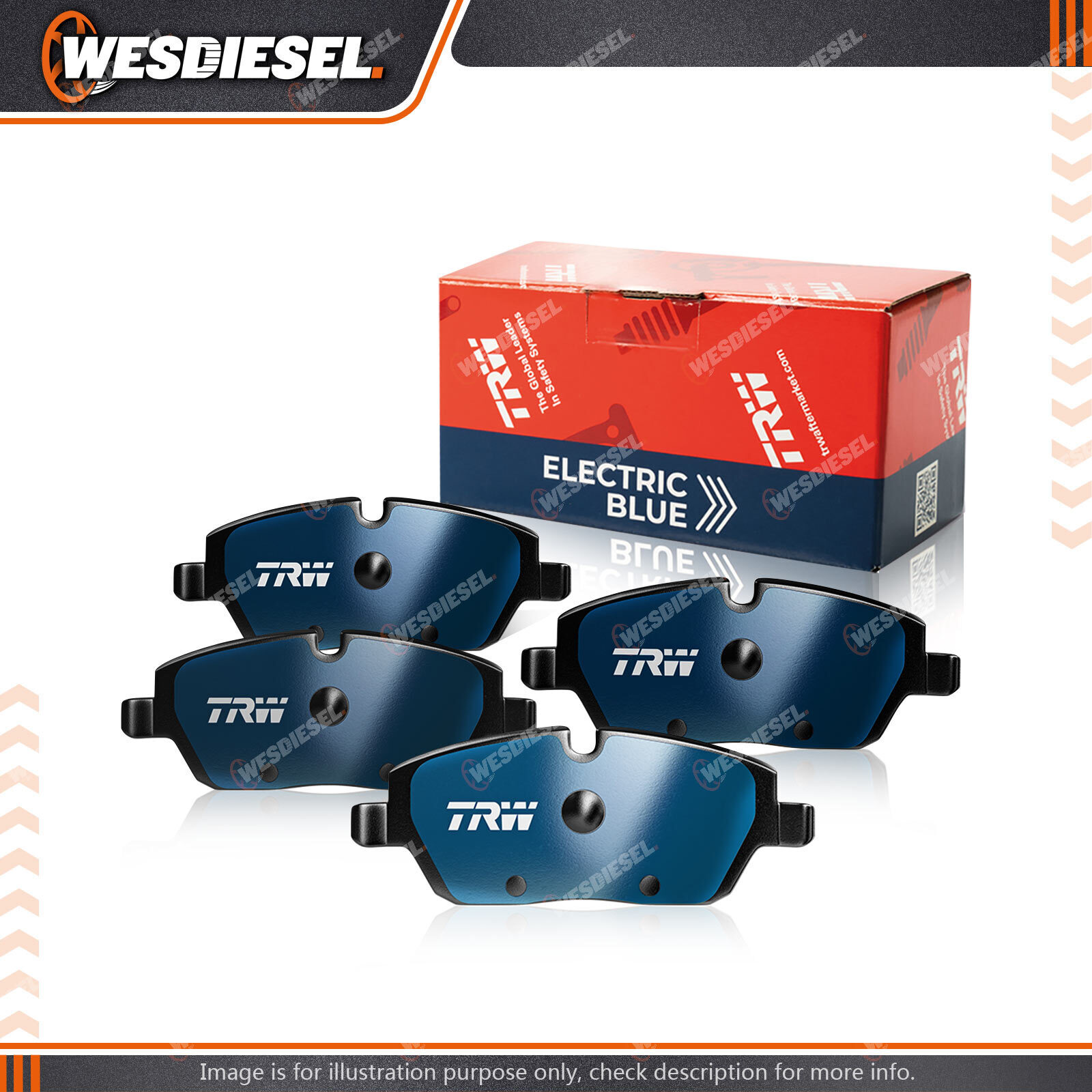 4Pcs TRW True Originals Electric Blue Innovative Disc Brake Pads ...