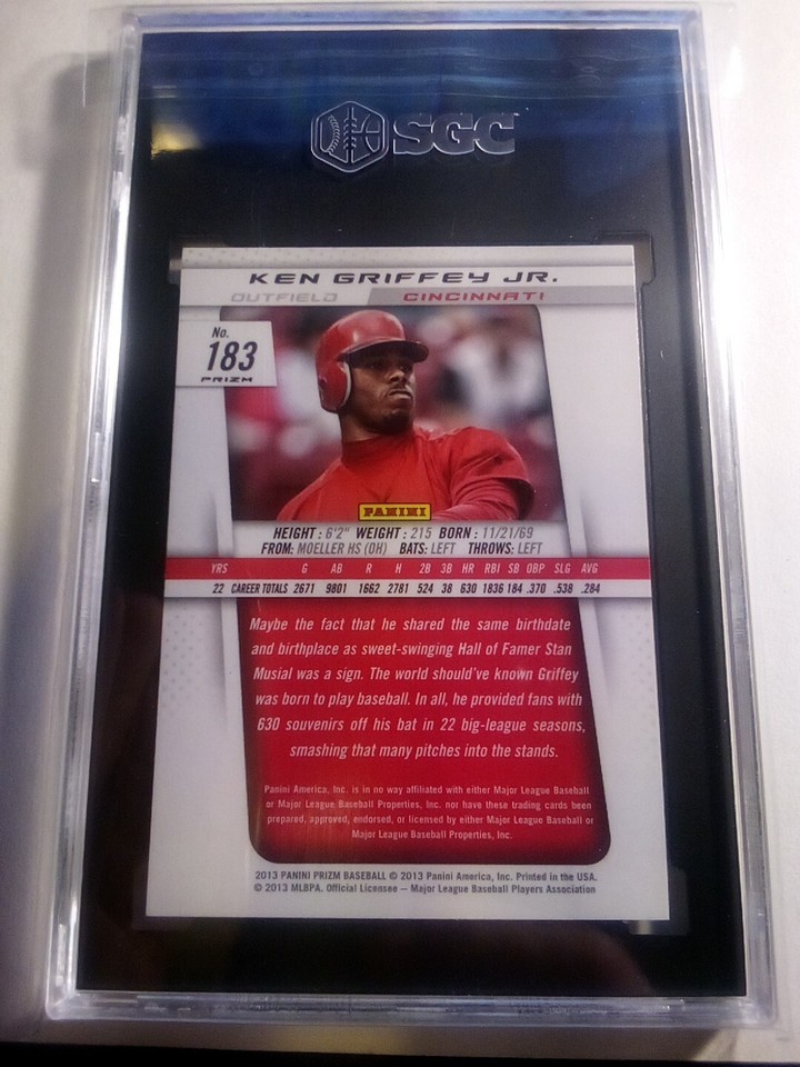2013 Panini Prizm Ken Griffey Jr Red Pulsar Prizm Color Match SGC 10 ...