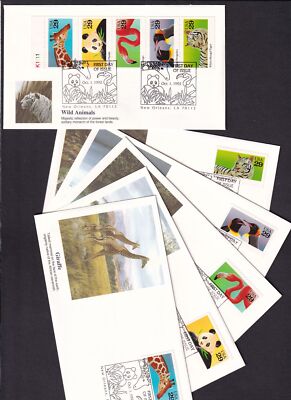 1992 Wild Animals 29c Sc 2705-2709a FDC Wildlife Nature Giraffe Panda ...