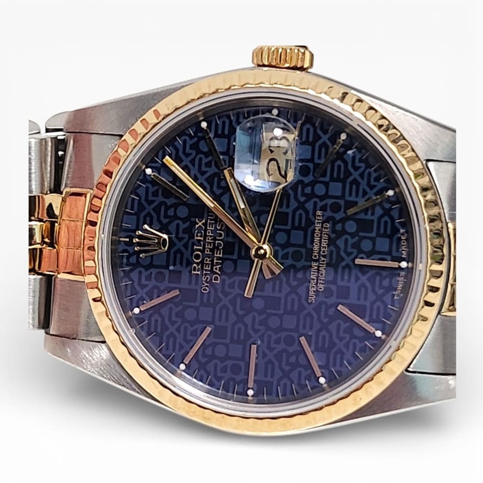 Rolex Datejust 36 mm Blue Jubilee Dial Steel 18K Yellow Gold Watch ...