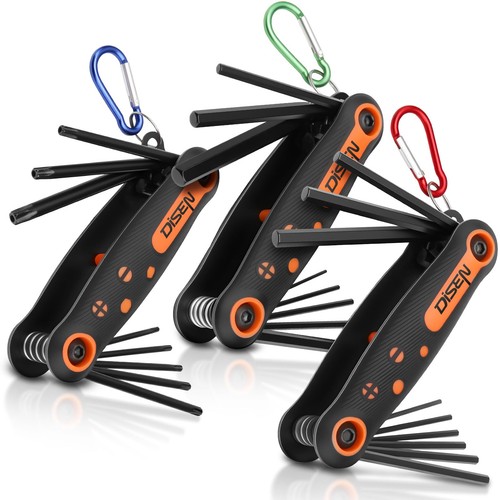 25 PCS Folding Allen Hex Key Set SAE Metric Torx Star Key Set 3-Pack ...