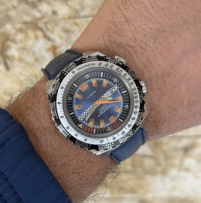 1970's Vintage Le Royal World Time Diver Style Watch GMT Antichoc Blue ...