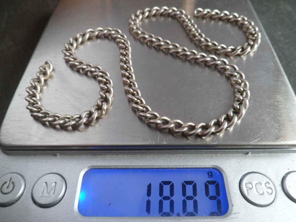 Antique Solid Silver Albert Pocket Watch Chain Sterling Lion Stamps 37 ...