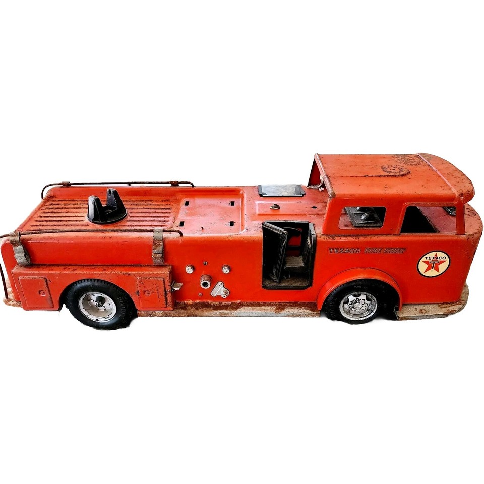 C1960s Texaco Oil Firetruck Buddy L Fire Chief Metal XL Toy Collectible ...