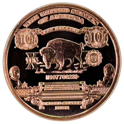 Copper Bullion Coins * 1901 $10 US Bison Note Art * Three-Piece Set ...