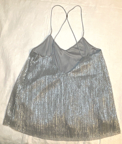 Express Top Womens Extra Small Silver Shimmering Spaghetti Strap Tank ...