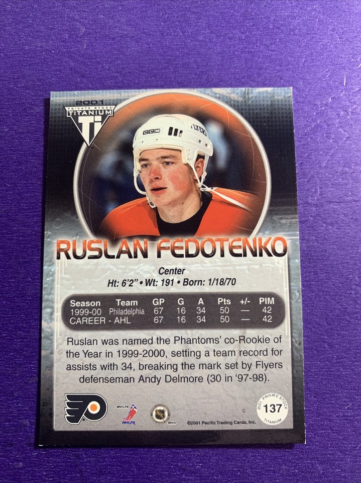 2000-01 Titanium #137 Ruslan Fedotenko SP RC Philadelphia Flyers Rookie ...