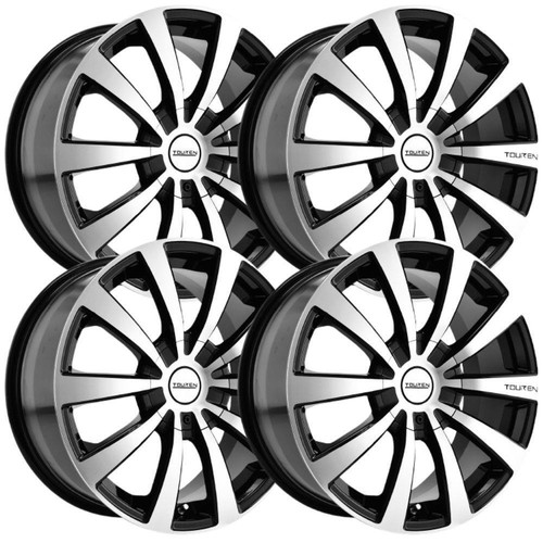 (Set-4) Touren TR3 15x7 5x100/5x114.3 40mm Black Machined Wheels Rims ...
