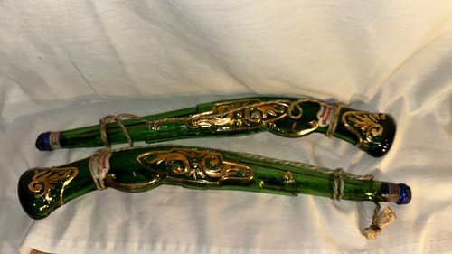 Vintage 1962 Glass Wine Bottle Set 2 Barsottini Vino Rosso Gun Shaped ...