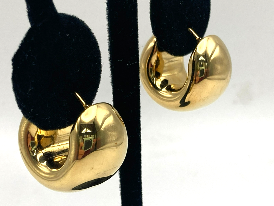 14k Gold Milor Italy Wide Fat Chunky Hoop Earrings 9.4 grams | eBay