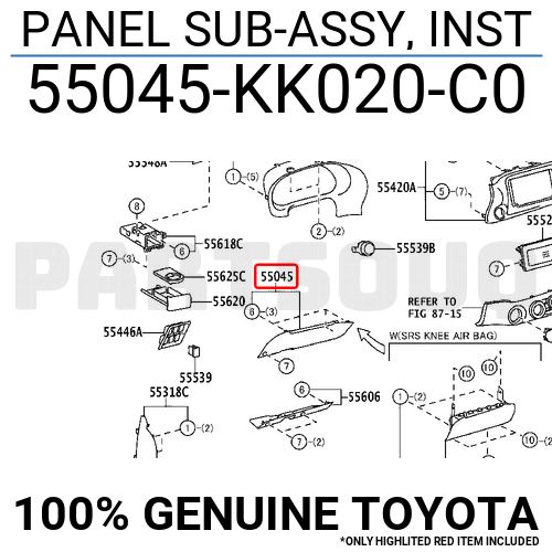 55045KK020C0 Genuine Toyota PANEL SUB-ASSY, INST 55045-KK020-C0 | eBay