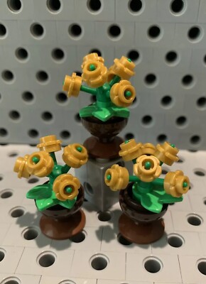 Lego Gold Flowers Bouquets With Leaves In Vases Plant Garden Greenery ...
