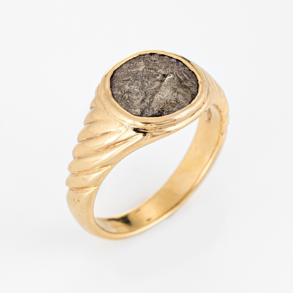Vintage Bulgari Ancient Coin Ring Monete 18k Yellow Gold Jewelry Sz 5. ...