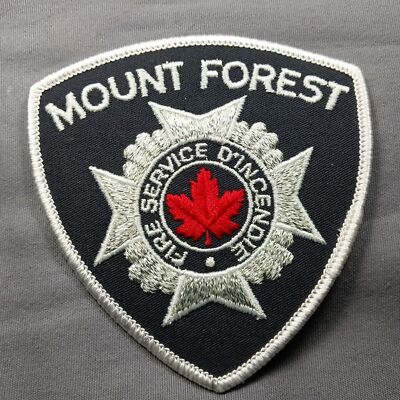 Mount Forest Ontario Canada Fire Department Dept. Patch Black White 4 1 ...