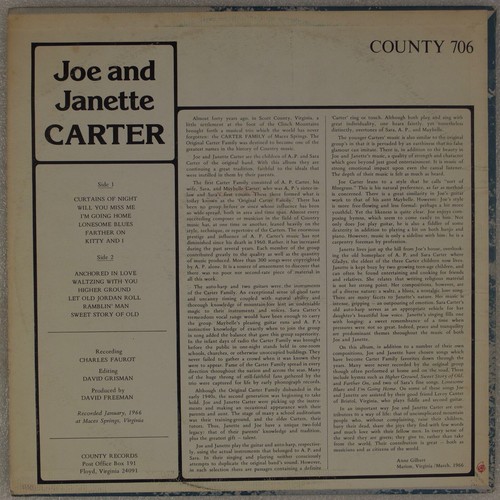 JOE AND JANETTE CARTER: Sing Carter Family Favorites US County Country ...