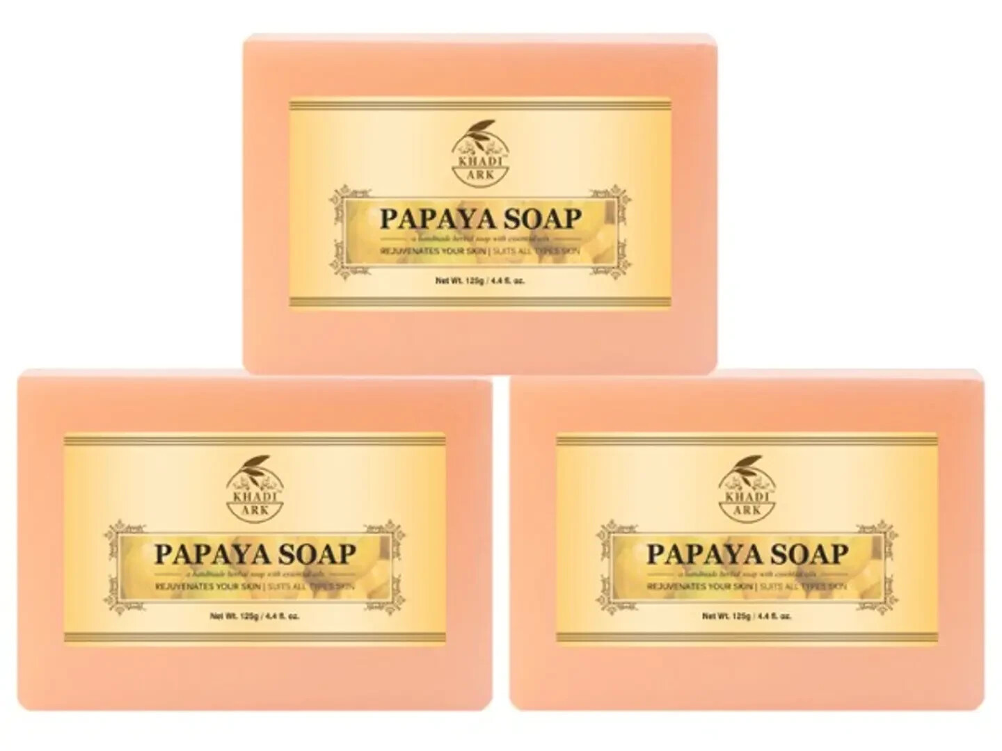 Khadi Ark Papaya Soap Handmade Soap 100% Natural No Sulfate Paraben 125 ...