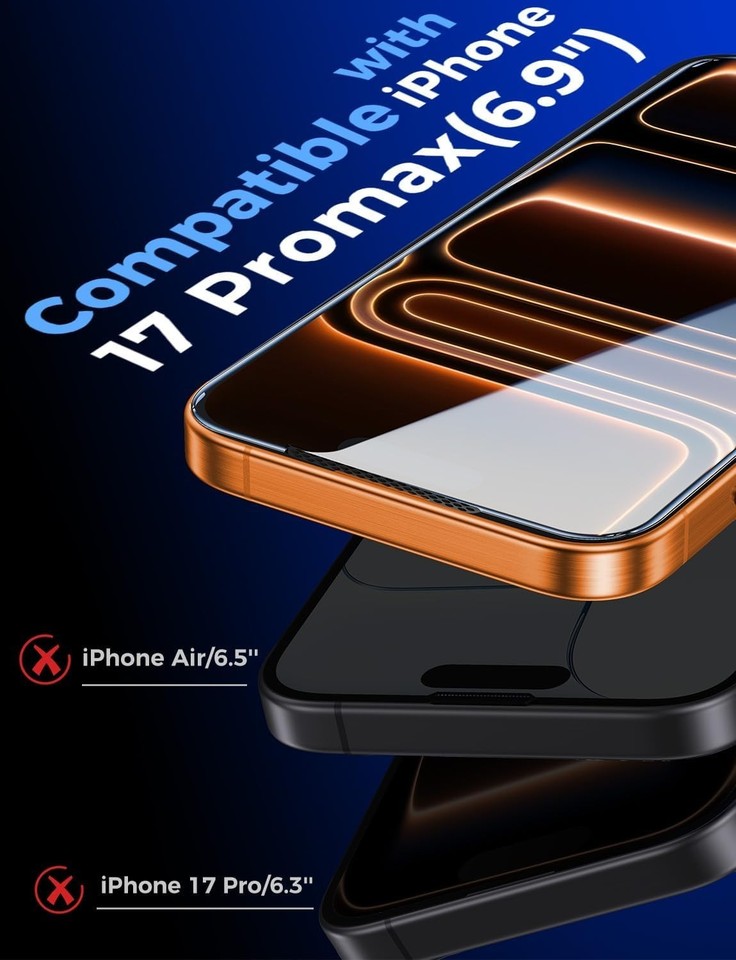 MAGIC JOHN 2 Pack for iPhone 17 Pro Max 6.9 inch Tempered Glass Screen ...