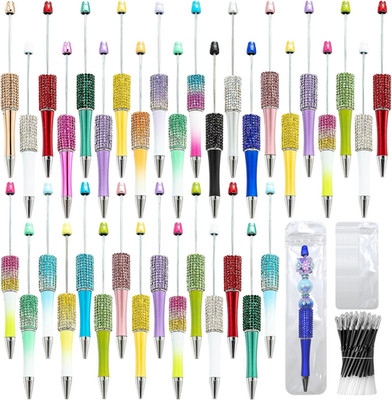 75 Pcs DIY Diamond Beadable Pen Kit - 25 Plastic Rhinestone Beaded Pens ...