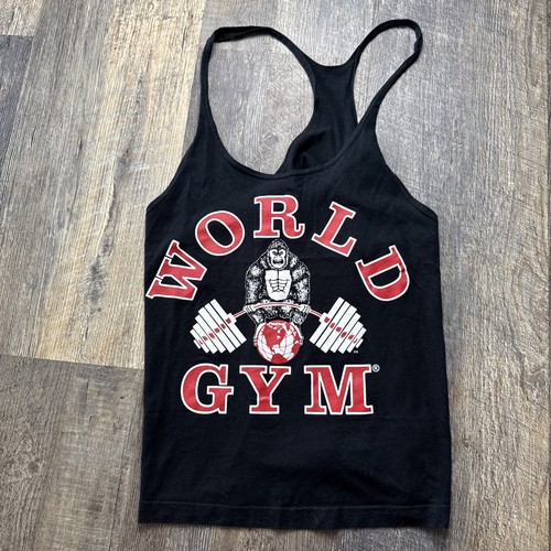 World Gym Tank Top String Mens Gorilla logo Stringer Black Size Medium ...