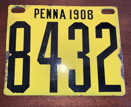Single 1908 Pennsylvania Porcelain License Plate 8432 | eBay