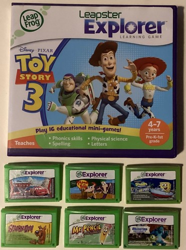 LEAPFROG LEAPSTER EXPLORER - GAMES BUNDLE X7 TOY STORY/CARS AND MORE EX ...