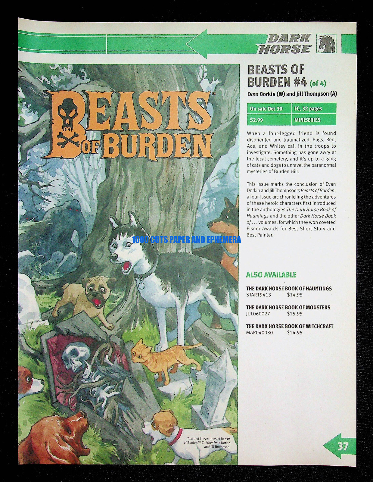 Beasts of Burden Dark Horse Comics 2009 Trade Print Magazine Ad Poster ...