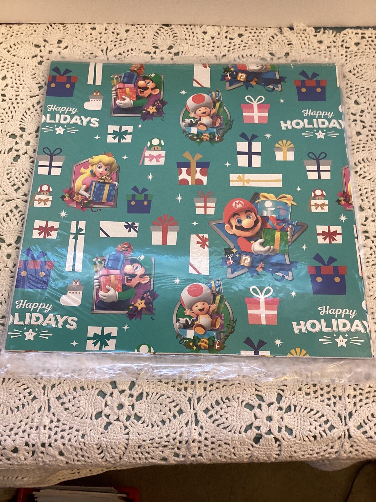 Mario Brothers Christmas Wrapping Paper: Lots Of 5s | eBay