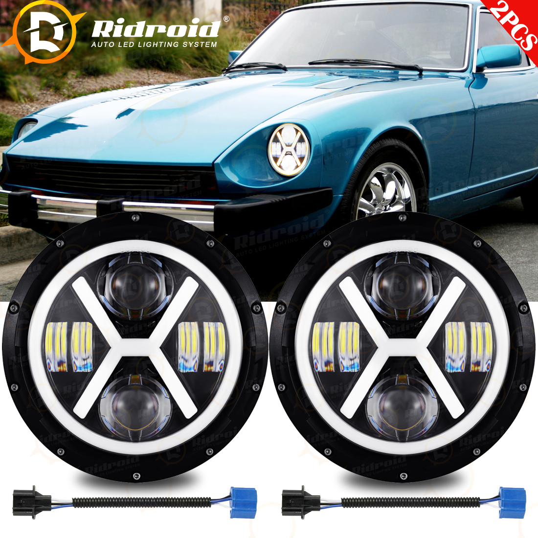 Pair 7Inch Round LED Headlight For Datsun 240Z 260Z 280Z 280ZX 1970 ...