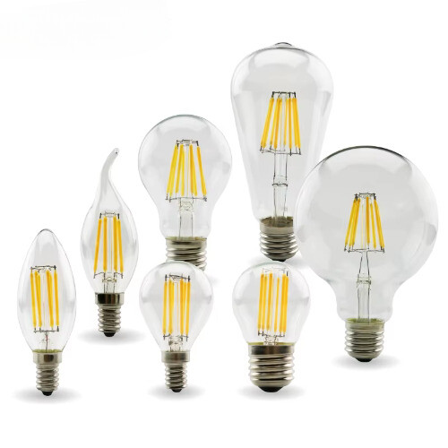 2W 4W 6W 8W E27 E14 Retro Edison LED Filament Bulb Lamp 220V-240V Light ...