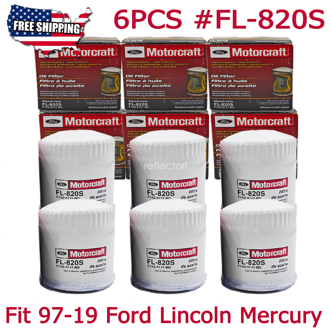 OEM 6 Packs Engine Oil Filter FL820S Fit 97-19 Ford Lincoln Mercury ...