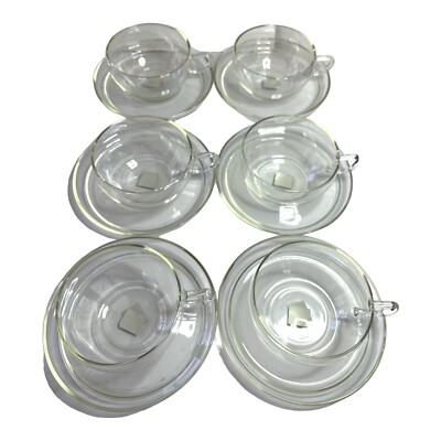 Vntg Schott Mainz “Jena Glas” 6 Tea Cups Saucers Creamer Sugar Germany ...