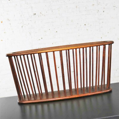 Larger Walnut Oval Magazine Rack Attributed to Arthur Umanoff for ...