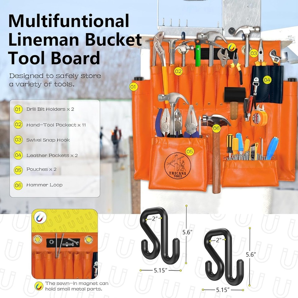 Lineman Tool Board, Aerial Apron w/Magnet, Bucket Truck Tools Organizer ...