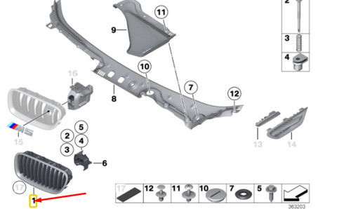 BMW 5 F10 FRONT LEFT RADIATOR KIDNEY GRILLE 51137261355 7261355 NO DUTY ...