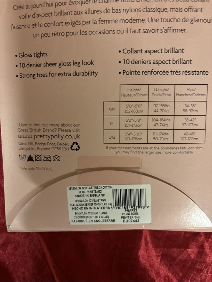 Pretty Polly Nylons 10 Denier Gloss Tights Pewter Grey Small | eBay UK