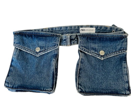 Zara Distressed Denim Utility Belt With Pockets Woman’s Size Medium RN ...