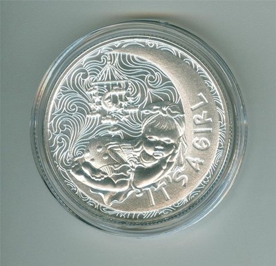 INTAGLIO MINT IT'S A GIRL 1 OZ .999 HIGH RELIEF SILVER ROUND GEM BU IN ...