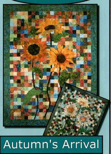 Autumn's Arrival Wall Quilt Pattern Folk Cottage Sunflowers Daisies | eBay