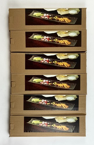 Clear Bubble Glass Rectangular Serving Tray Serving Platter Set of 6 | eBay