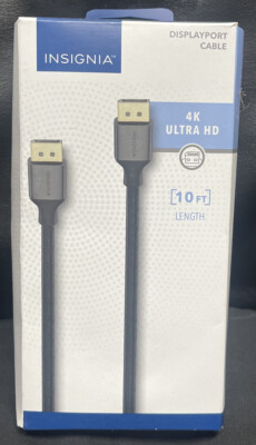 Insignia 3m (10 ft) DisplayPort to DisplayPort Cable 4K Ultra HD (NS ...
