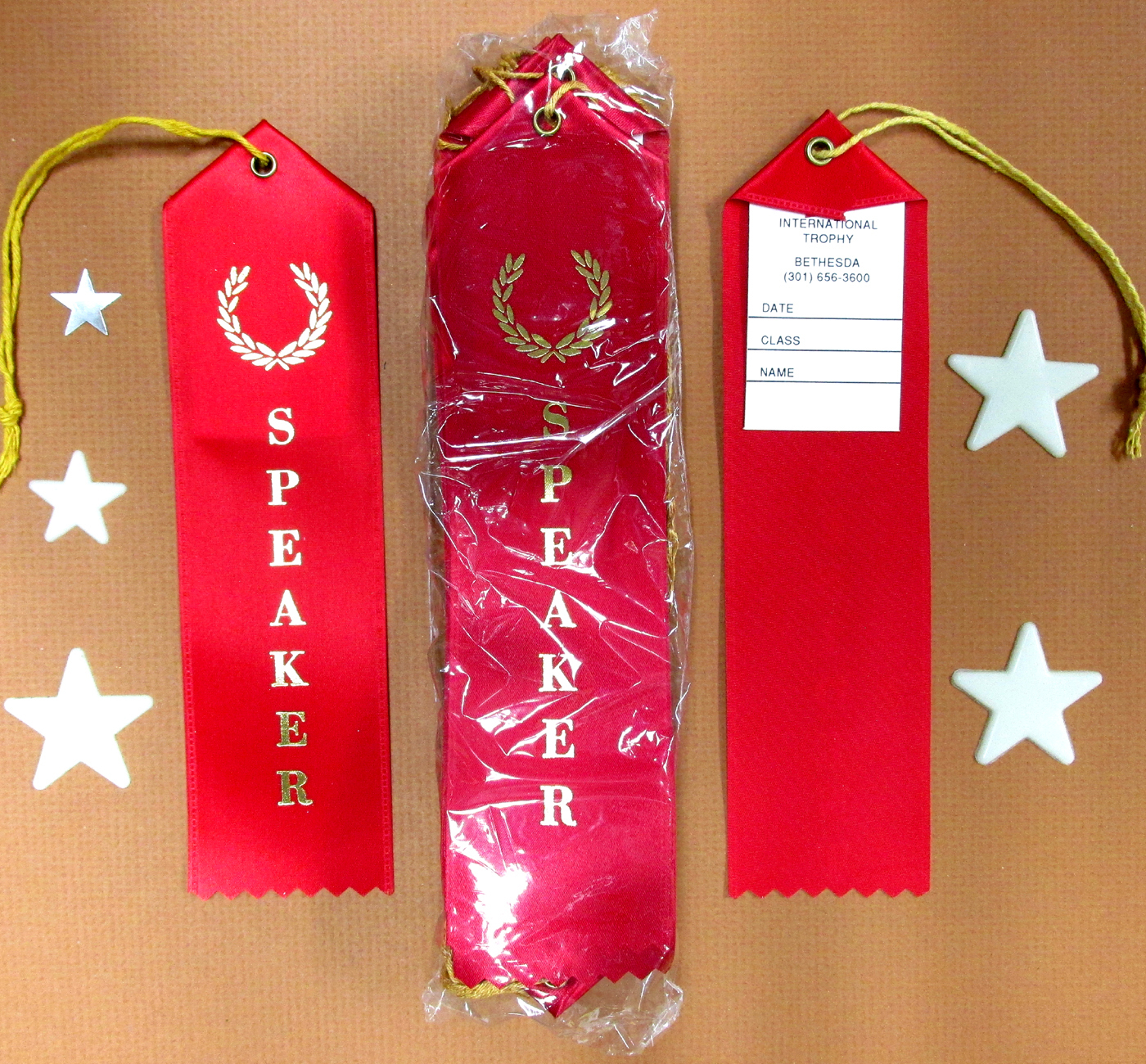 PACK of 25 SPEAKER Best Quality Award Ribbons, with Card & String, 2x8 ...