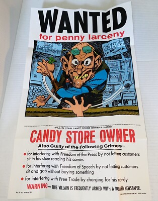 Vintage Topps Wanted Poster #20 CANDY STORE OWNER 1980 | eBay