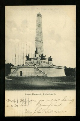 Illinois IL postcard Springfield, Abraham Lincoln Monument Vintage 1908 ...