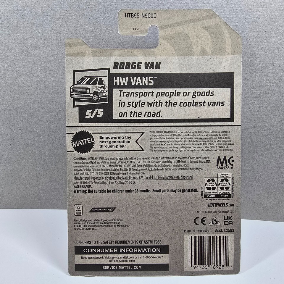 2024 Hot Wheels DODGE VAN HW Vans Racing 5/5 from Sealed Factory ...