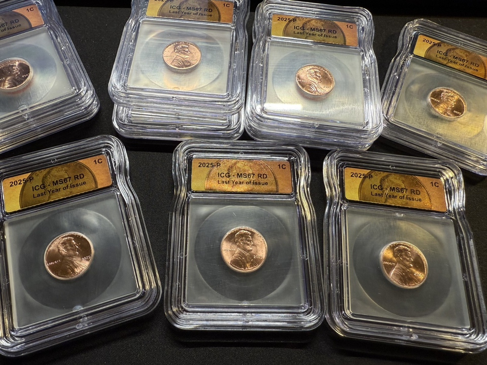 2025 Last Year of Issue ICG MS67 RD 1C Penny Lot of 10 Coins Lincoln ...