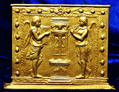 NEOCLASSICAL ORMOLU GILT REILF TEMPLE ANGELS GREEK ROMAN WINGED COLUMN ...