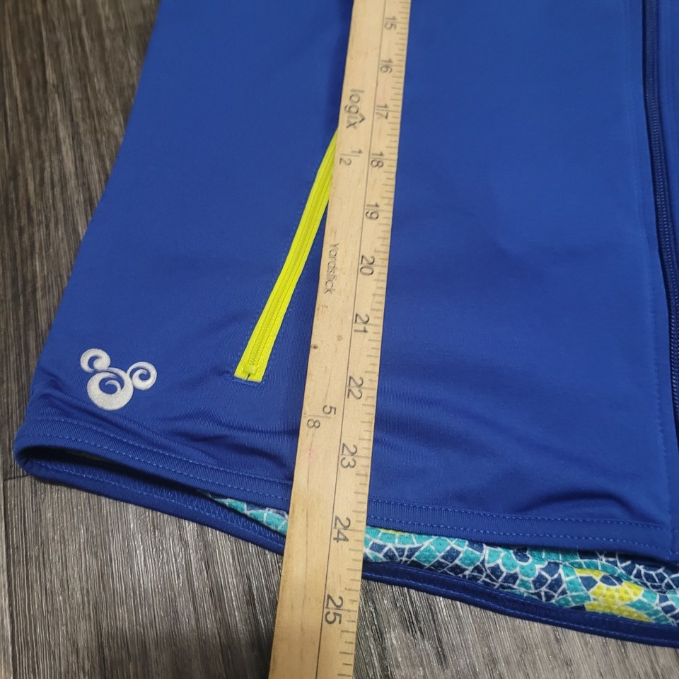 Disney Parks Mickey Mouse Vest Womens Medium Blue Hooded Zip Up Mosaic ...