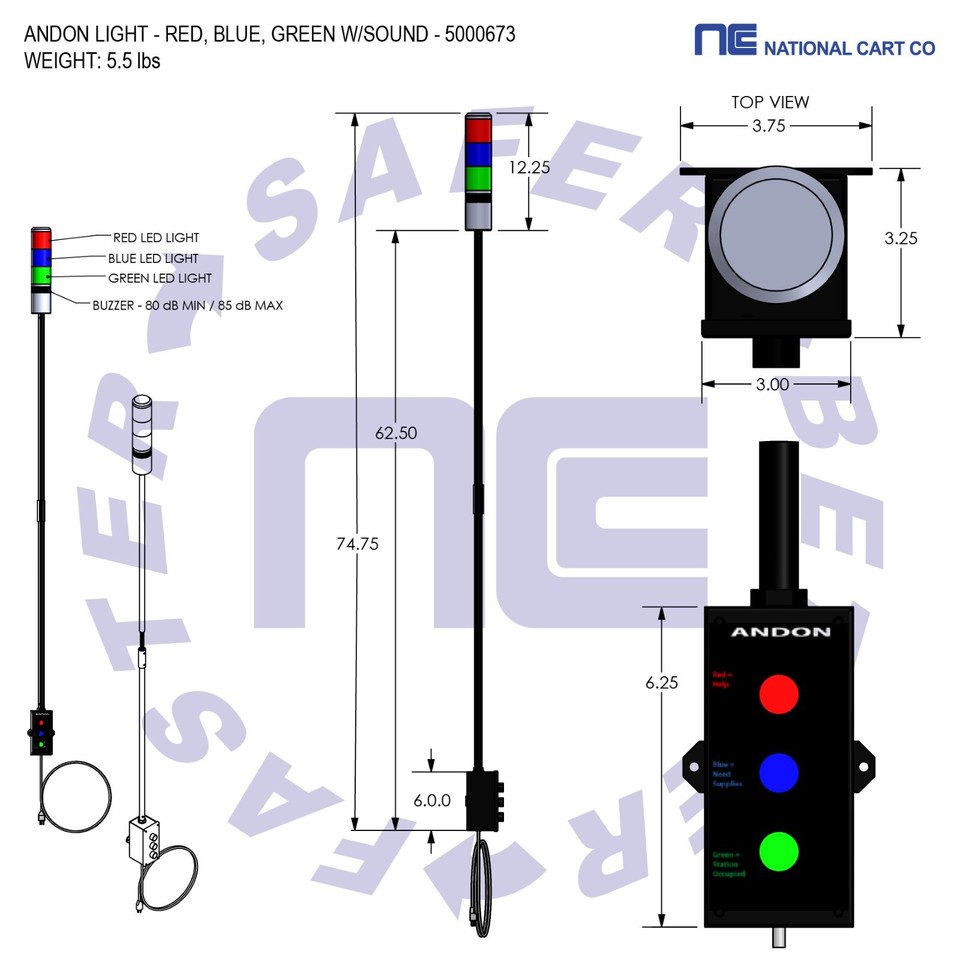Andon 5000673 Tower Light Red/Blue/Green With Sound, B-plug | eBay