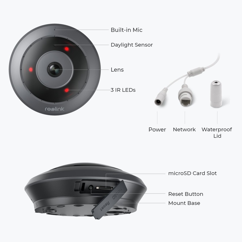REOLINK WiFi Fisheye Camera 2K+ 6MP 360° Panorama Person Detection 2 ...